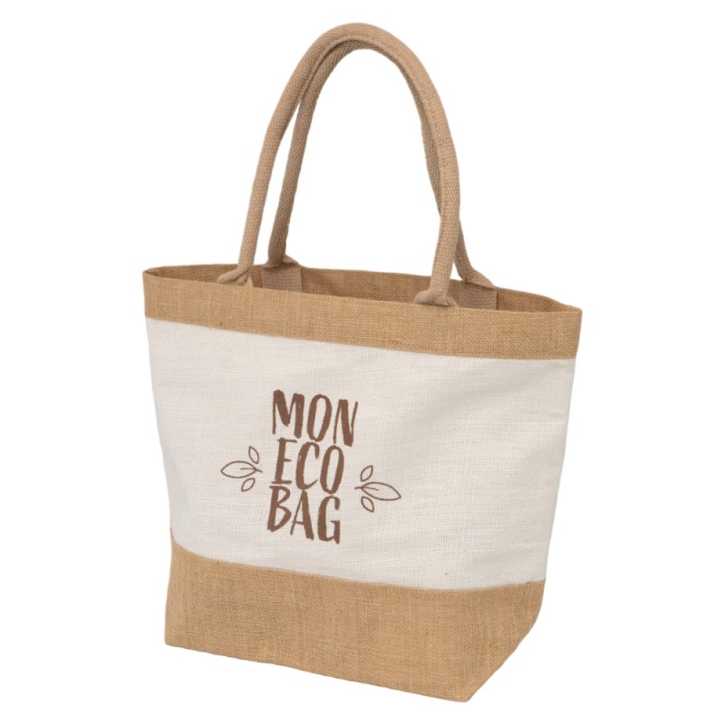Sac en jute naturel et blanc Mon eco bag