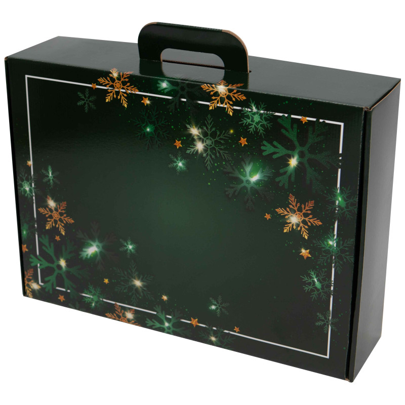 Valisette rectangulaire en carton – Noël Verdoyant – 49 x 35 x 13 cm